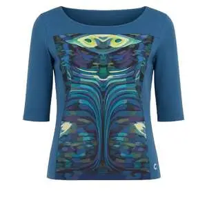 CONQUISTA Half Sleeve Print Top - Blue