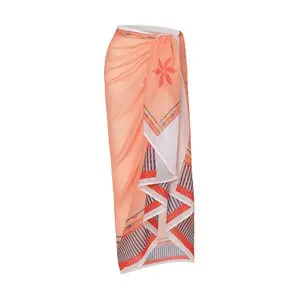DHARA SHETH, DUBAI Peach Blossom Resort Sarong Peach & Multicolour - Orange