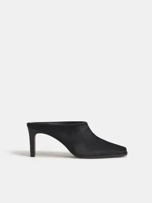 REFORMATION Claudette Heeled Mule Haircalf - Black