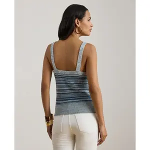Ralph Lauren Striped Linen-cotton Sweater Tank Top