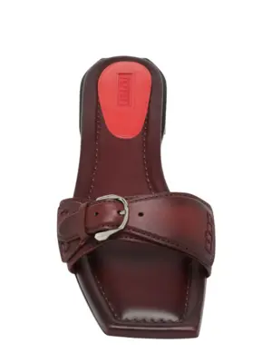 FERRARI Flat Leather Sandals With Buckle Detail