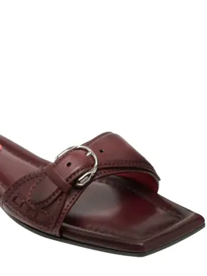 FERRARI Flat Leather Sandals With Buckle Detail