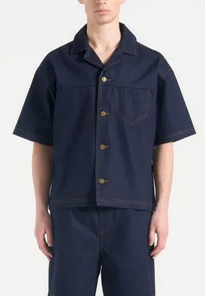 Manière De Voir Carl Boxy Denim Revere Shirt