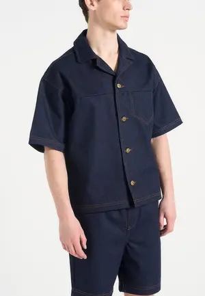 Manière De Voir Carl Boxy Denim Revere Shirt