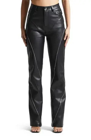 Manière De Voir Leather Biker Trousers With Zip