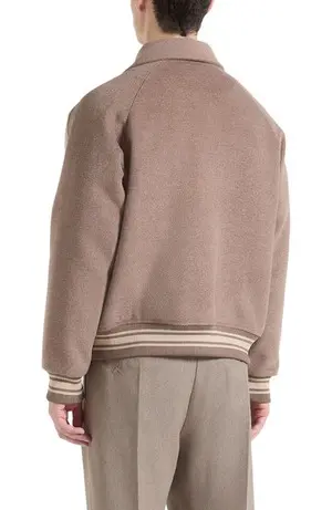 Manière De Voir Contrast Wool Blend Varsity Jacket