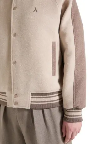 Manière De Voir Contrast Wool Blend Varsity Jacket