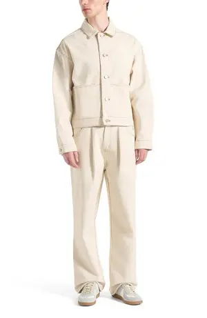 Manière De Voir Damien Denim Jacket With Back Pleat - Cream
