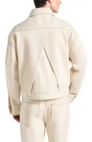 Manière De Voir Damien Denim Jacket With Back Pleat - Cream