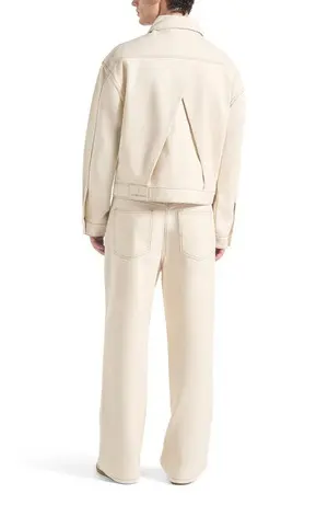 Manière De Voir Damien Denim Jacket With Back Pleat - Cream