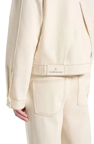 Manière De Voir Damien Denim Jacket With Back Pleat - Cream