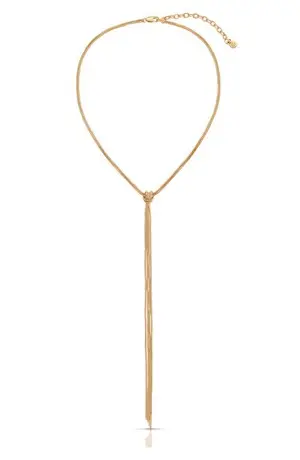 Ettika 18k Plated Layered Box Chain Tassel Y-necklace