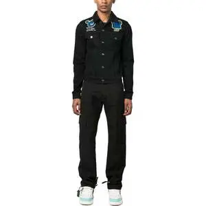 Off-White Varsity Patch Denim Jacket 'black Blue