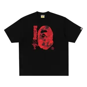 A BATHING APE Floral Solid Camo Ape Head Relaxed Fit Tee - Black