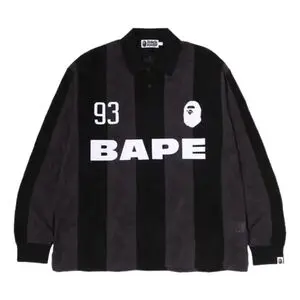 A BATHING APE Stripe Pattern Jacquard Multi Logo T-shirt