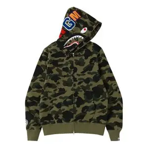 A BATHING APE 1st Camo Shark Full Zip Hoodie - Green
