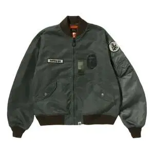 A BATHING APE Multi Patch Bomber Jacket - Olive Drab