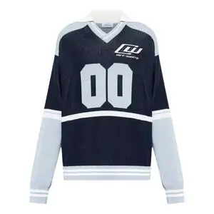 Off-White Owr 00 Sporty Knit Long-sleeve Polo 'black - Black/blue