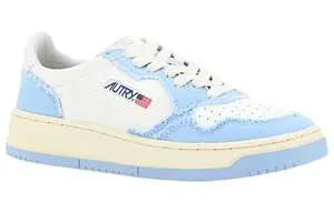 AUTRY Medalist Low Leather And Fabric Sneakers - White/blue