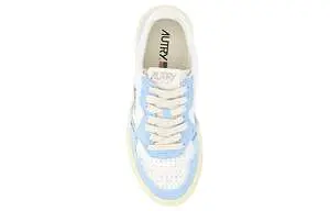 AUTRY Medalist Low Leather And Fabric Sneakers - White/blue