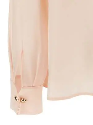Max Mara Mstepica Silk Crepe De Chine Blouse With Ruffle Detail - Pink