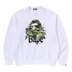 A BATHING APE Floral Ape Head Crewneck - White