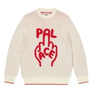 PALACE Finger Up Knit Sweater - White
