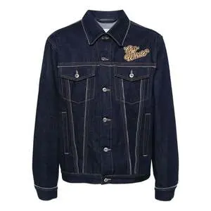 Off-White 90s Logo Skate Denim Jacket 'raw Blue Gold