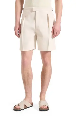 Manière De Voir Maniere De Voir Marin Twill Pleated Shorts