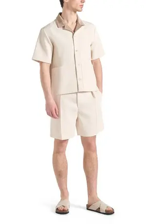 Manière De Voir Maniere De Voir Marin Twill Pleated Shorts