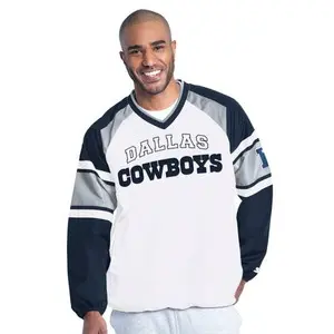 STARTER Dallas Cowboys Infield Play Raglan Pullover Jacket - White