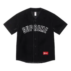 Supreme Velvet Baseball Jersey - Black