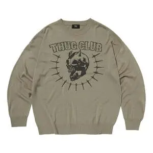 THUG CLUB Riding Skull Knit Sweater