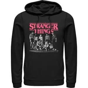 STRANGER THINGS Title Logo Faded Pull Over Hoodie - Black