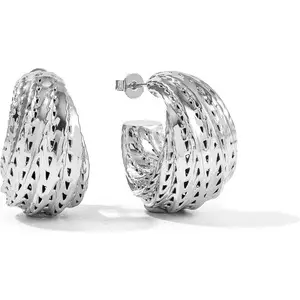 LAMINAR JEWELRY Flow Edgy Hoop Earrings - Silver