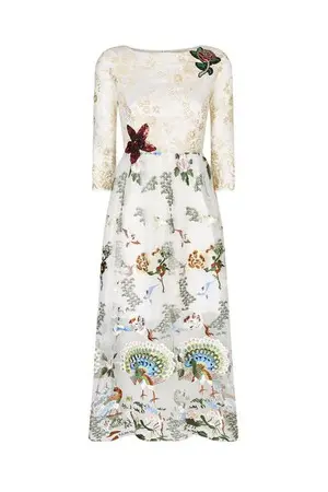 SKYLENCE Qiaochu Embroidered Peacock Dress - White