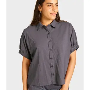 KNOWN SUPPLY Alora Organic Cotton Button-up Top - Lead