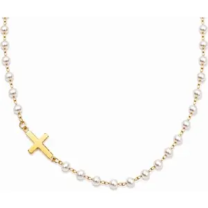 DONATELLO GIAN Tone Cross Beaded Station Necklace - Gold