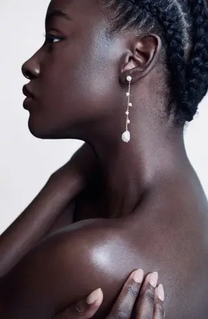 KELLERY Baroque Pearl Waterfall Tassel Earrings