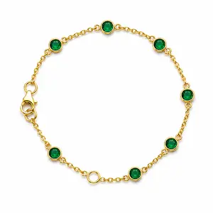 ZUVAN May Birthstone Bracelet Emerald - Gold