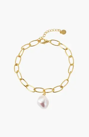 KELLERY Baroque Pearl Drop Bracelet - Gold