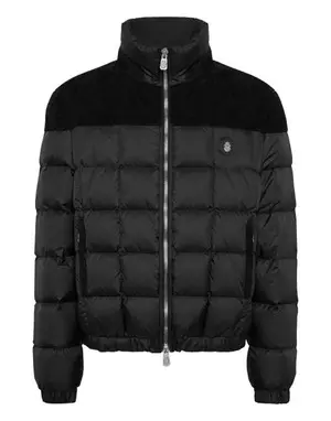 BILLIONAIRE Puffer Down Jacket With Leather Inserts - Black