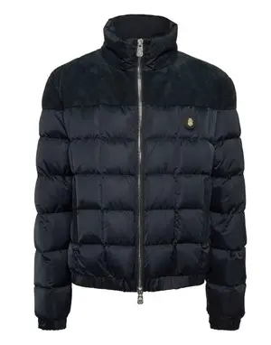 BILLIONAIRE Puffer Down Jacket With Leather Inserts - Navy
