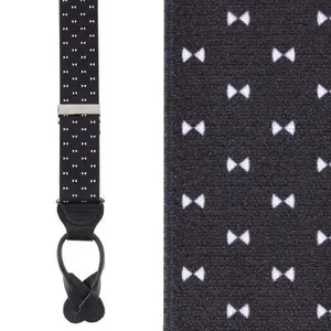 Trafalgar Trafalgar Micro Bow Classic Elastic Button End Suspenders Black
