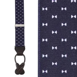 Trafalgar Trafalgar Micro Bow Classic Elastic Button End Suspenders Navy Blue