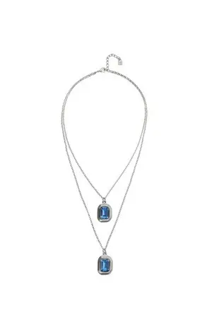 UNODE50 Double-layer -tone Necklace With Blue Crystals