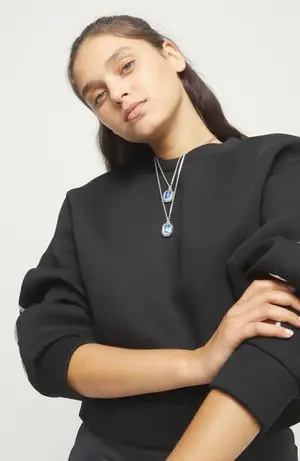 UNODE50 Double-layer -tone Necklace With Blue Crystals
