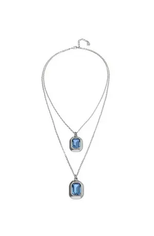 UNODE50 Double-layer -tone Necklace With Blue Crystals