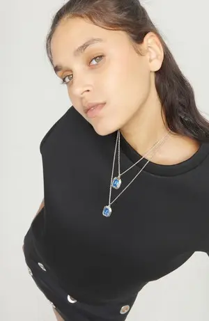 UNODE50 Double-layer -tone Necklace With Blue Crystals