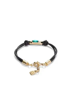 UNODE50 18k -plated Leather Bracelet With Crystal Accent